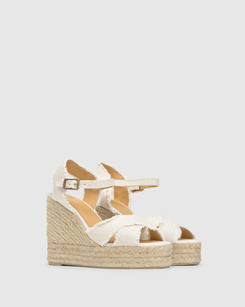CASTAÑER SANDALS WEDGE SANDALS BROMELIA LIGHT GOLD WOMEN'S – Castañer