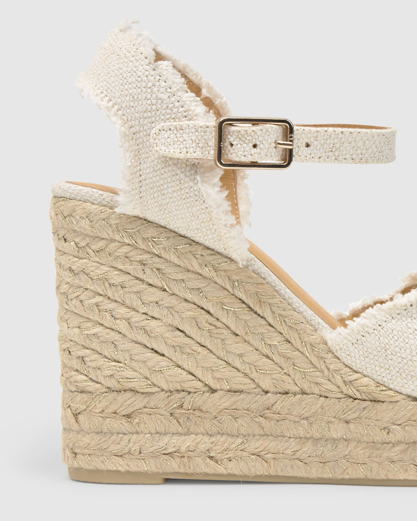 CASTAÑER SANDALS WEDGE SANDALS BROMELIA LIGHT GOLD WOMEN'S – Castañer