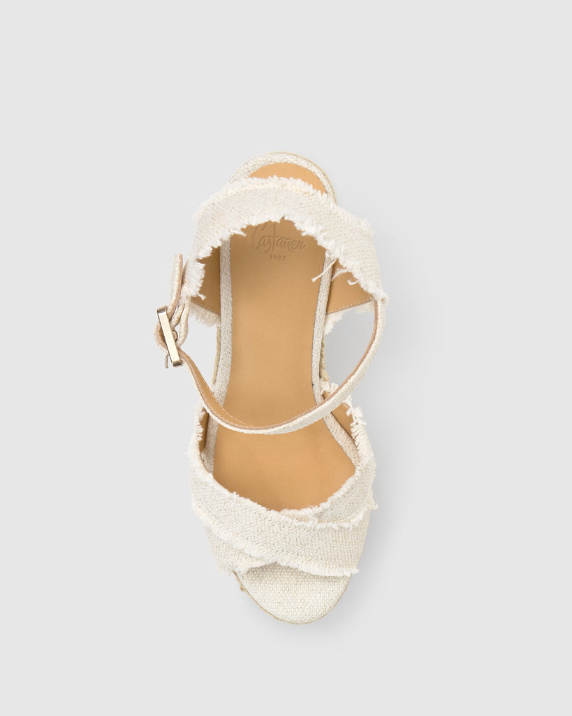 CASTAÑER SANDALS WEDGE SANDALS BROMELIA LIGHT GOLD WOMEN'S – Castañer